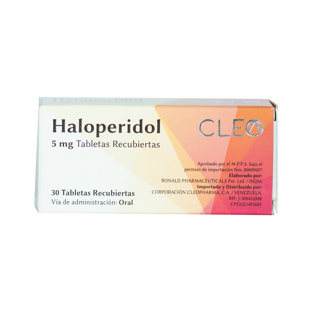 HALOPERIDOL CLEO 5 MG 30 TABLETAS | Tu Farmacia Actual