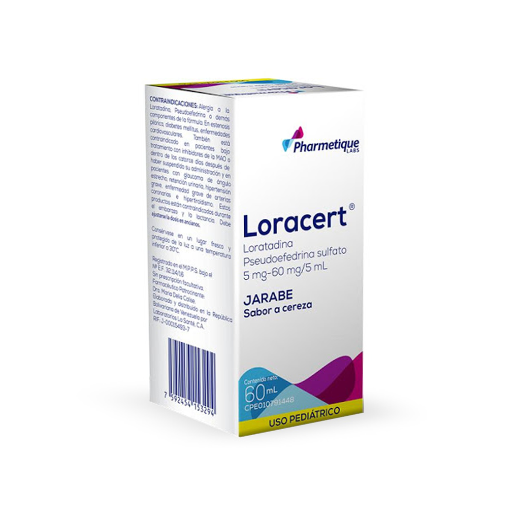 LORACERT 5MG/60MG/5ML JBE 60ML | Tu Farmacia Actual