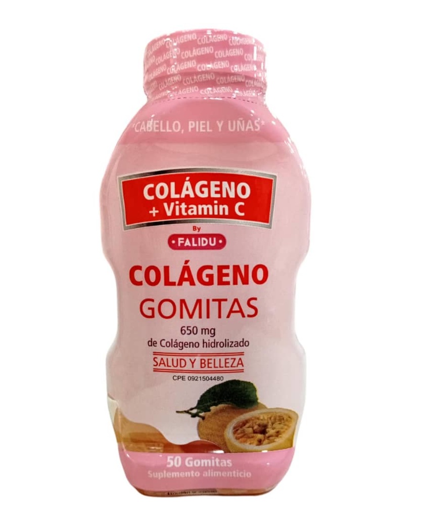 COLAGENO + VITAMINA C 650MG X 50 GOMITAS FALIDU | Tu Farmacia Actual
