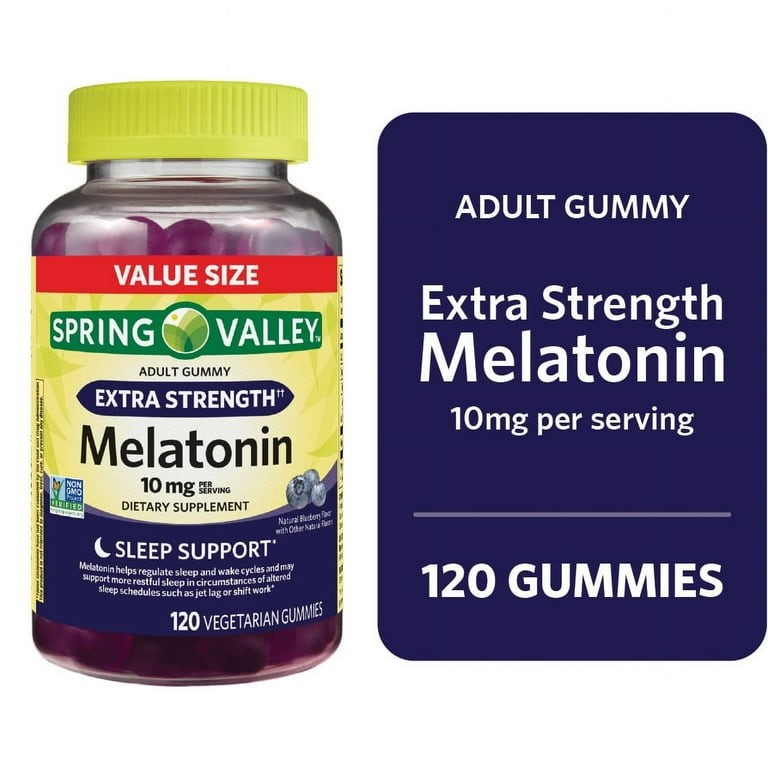 MELATONIN 10MG EXTRA STRENGTH X 120GUM SPRING VALLEY | Tu Farmacia Actual